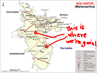 Ghongdi: The map of Kolhapur and areas around....