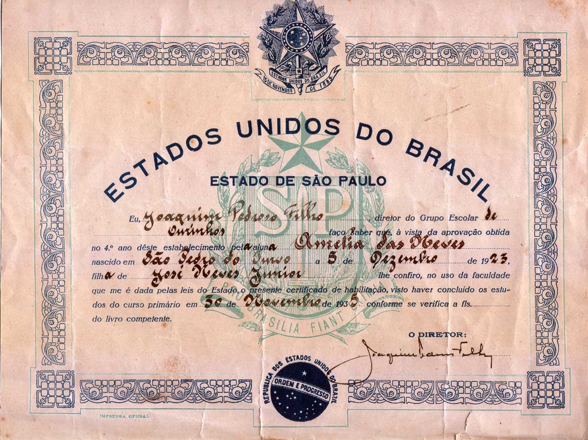 ANTIGOS DOCUMENTOS ESCOLARES DE AMÉLIA NEVES LOPES