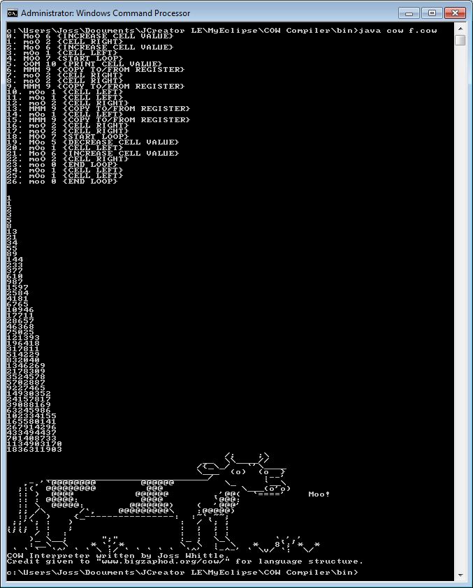 The Portfolio Of Joss Whittle Programming Cow Interpreter A Java Interface For Bovine