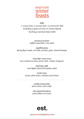 Simon Food Favourites: est. Merivale Winter Feast, Sydney (30 June 2009)