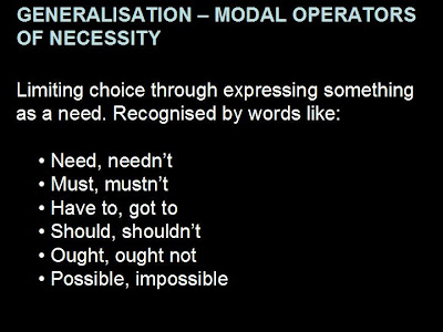 i trust, i can: NLP META MODEL MODAL OPERATOR OF NECESSITY