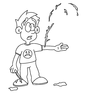 Hand Holding Bloody Knife Drawing Sketch Coloring Page