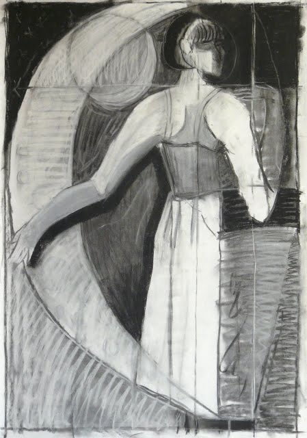 Semi-Abstract Figurative Painting: The Moon/Artemis