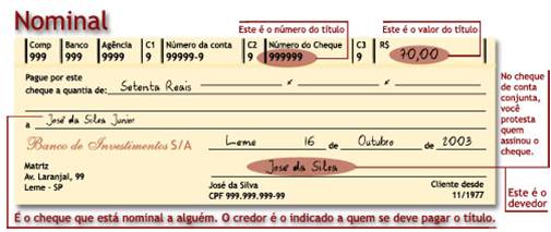Look Filmes Locadora LTDA.: Exemplos de Cheques: