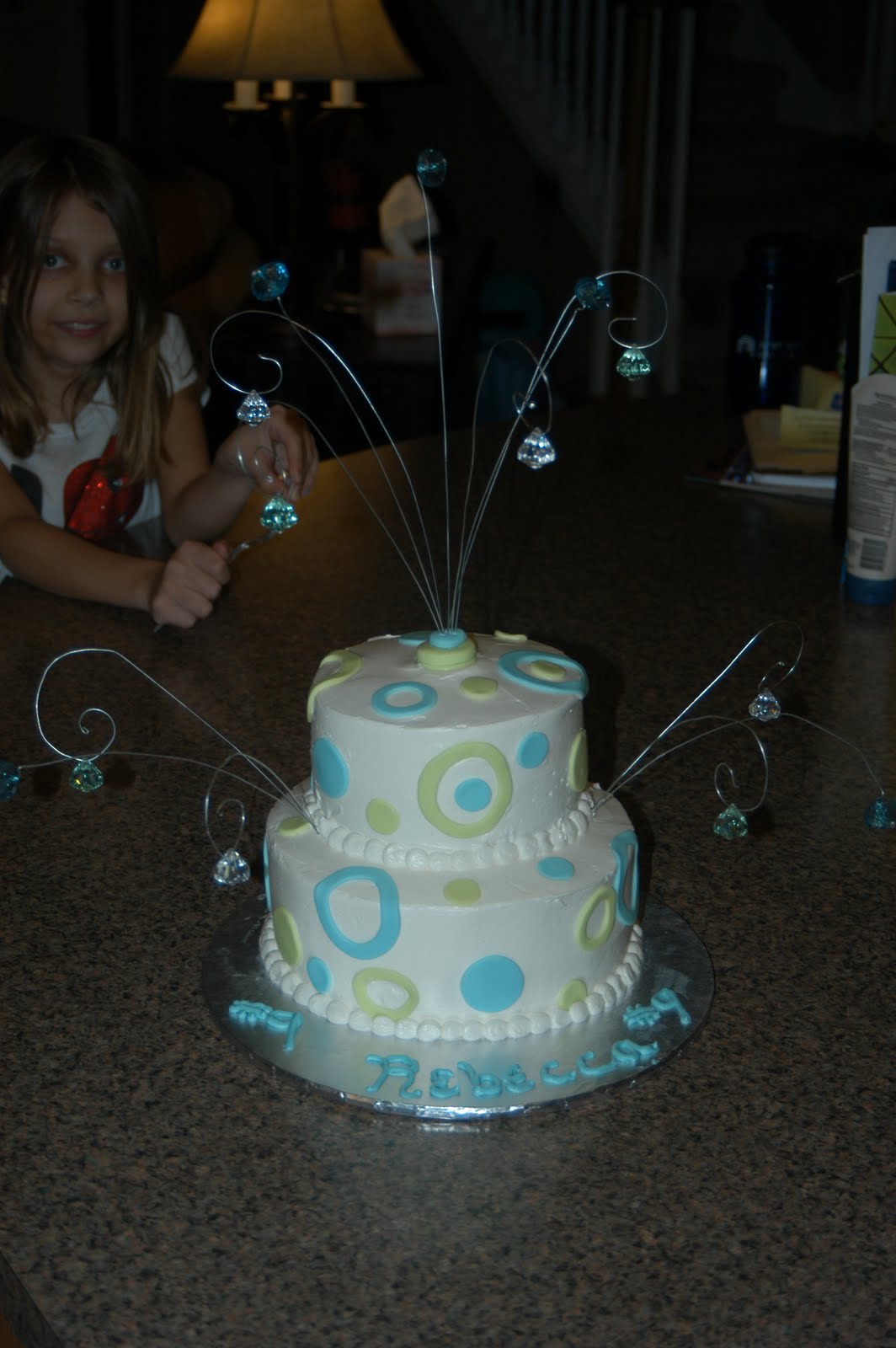 Sheila's Cakes: Blue and Green Crystal Cake for Becca's Birthday