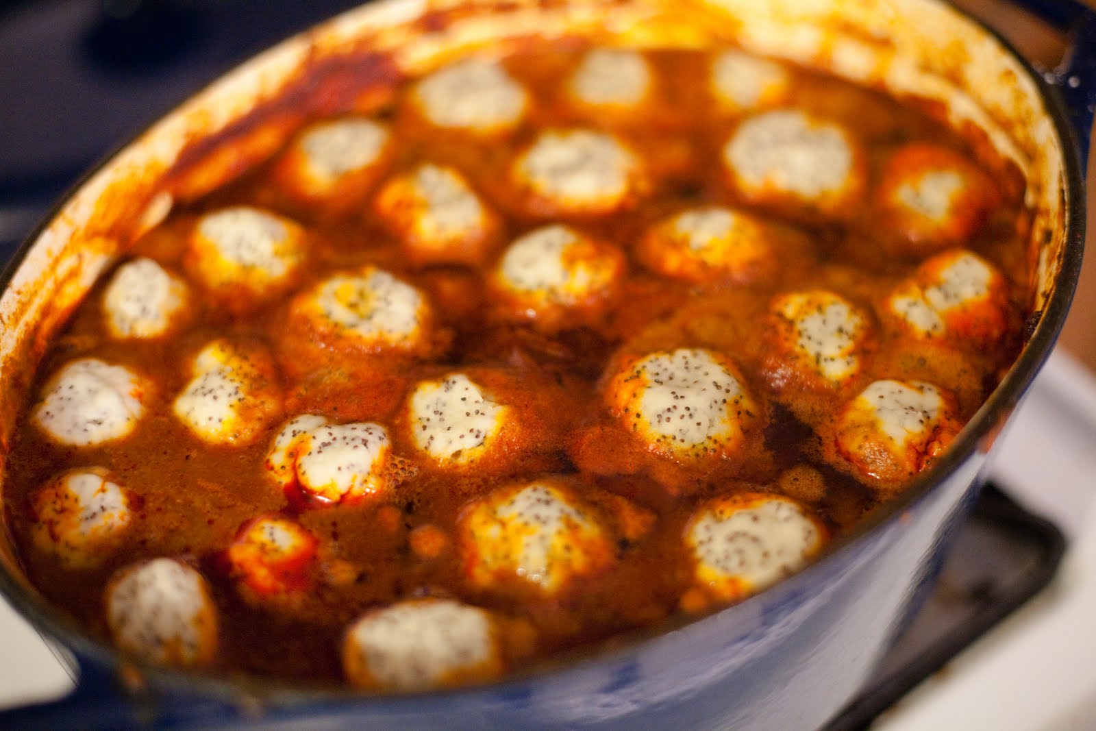 chouxettes: Hungarian Goulash with Poppy Seed Dumplings