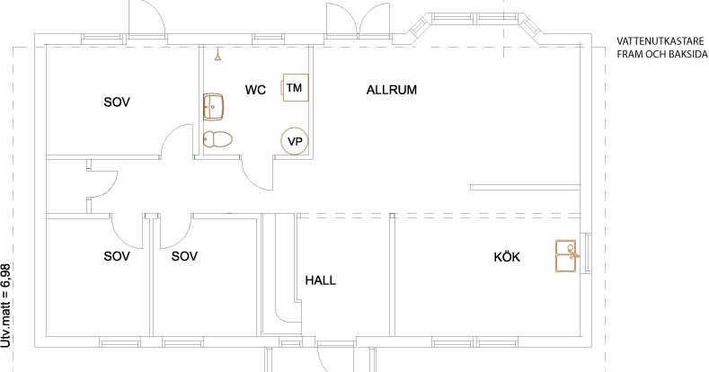 Hudikhus i Norrtälje: VVS ritning