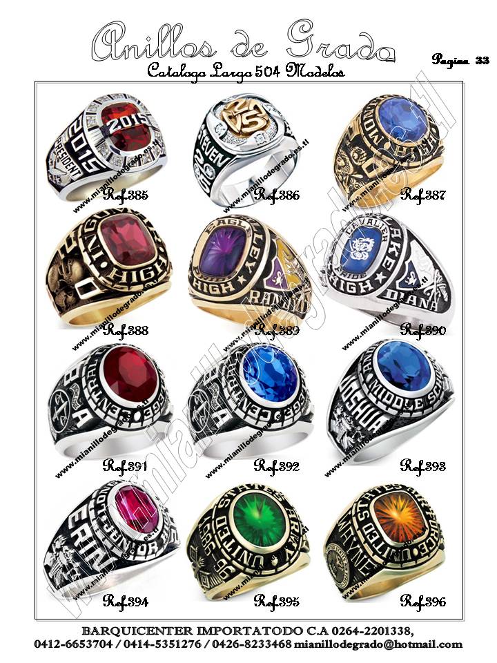 ANILLOS DE GRADO Y AROS DE MATRIMONIO: ANILLOS CATALOGO I