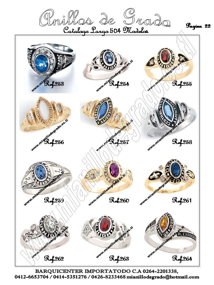 ANILLOS DE GRADO Y AROS DE MATRIMONIO: ANILLOS CATALOGO I