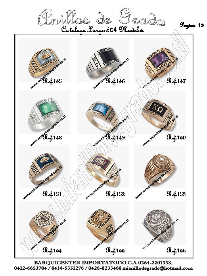 ANILLOS DE GRADO Y AROS DE MATRIMONIO: ANILLOS CATALOGO I