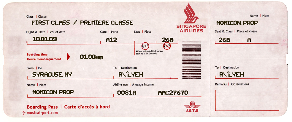 Propnomicon Prop Airline Tickets