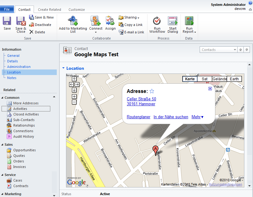 Dynamics CRM Knowledge Base: Simple Google Maps Integration