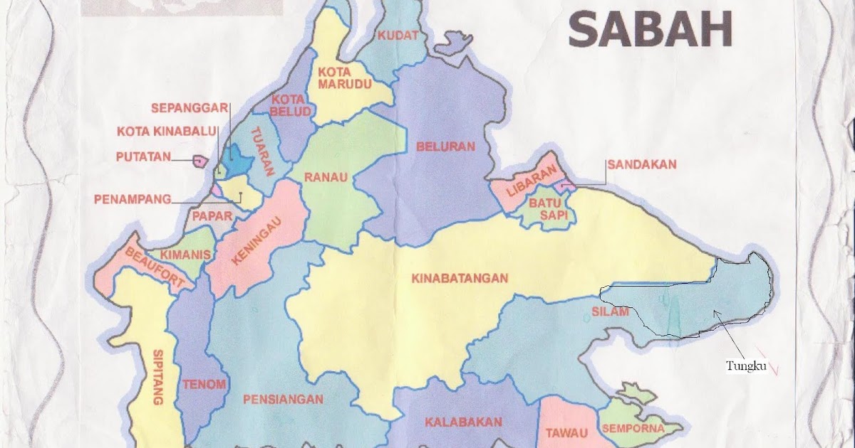 1TUNGKU: Kawasan Tungku dalam peta Negeri Sabah