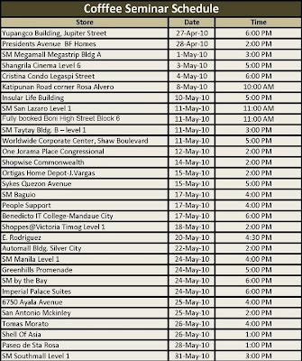 Chic & Cheaps: Starbucks Coffee Seminar Schedule