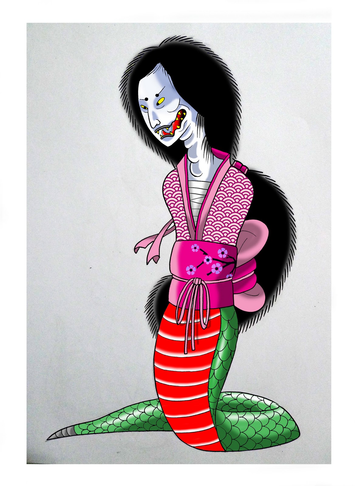 cyron berlin tattoo apprentice toronto: The snake lady yokai tattoo design