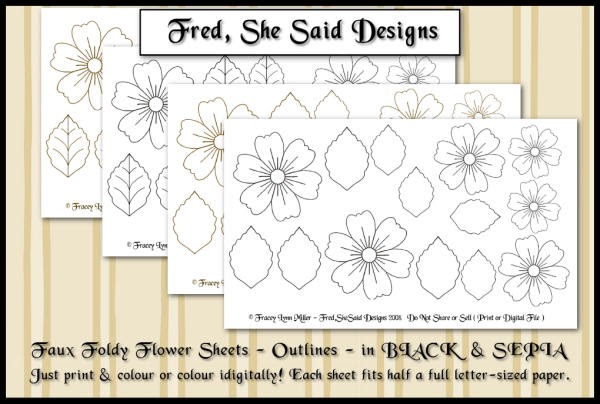 Fred, She Said Designs .... The Store: Faux Foldy Flower Outline Sheets ...