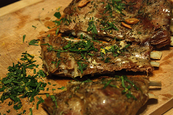 Lamb Ribs with Lemon-Mint Gremolata