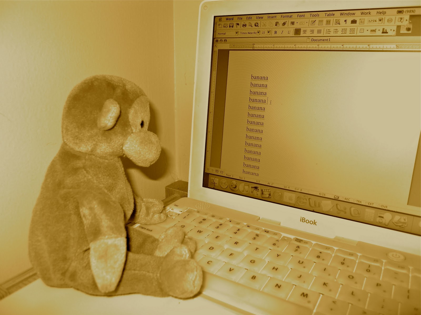 Monkey Typing On Keyboard