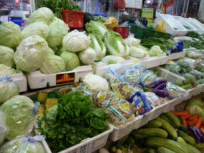 Wet Markets in Singapore: Vegetables in Chinatown Wet Market