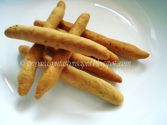 Priya's Versatile Recipes: Herbed Wheat-Barley Bread Sticks