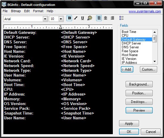 Display system information on your desktop wallpaper with BGInfo ...