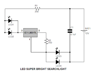 Ligth circuit: LED SUPER BRIGHT SEARCHLIGHT
