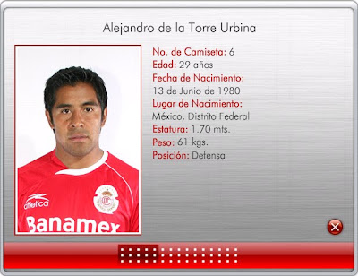 Club Deportivo Toluca: Ficha Tecnica de Alejandro de la Torre