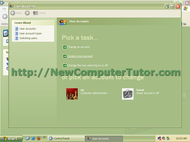 Create New User In Windows XP | Computer Tutor