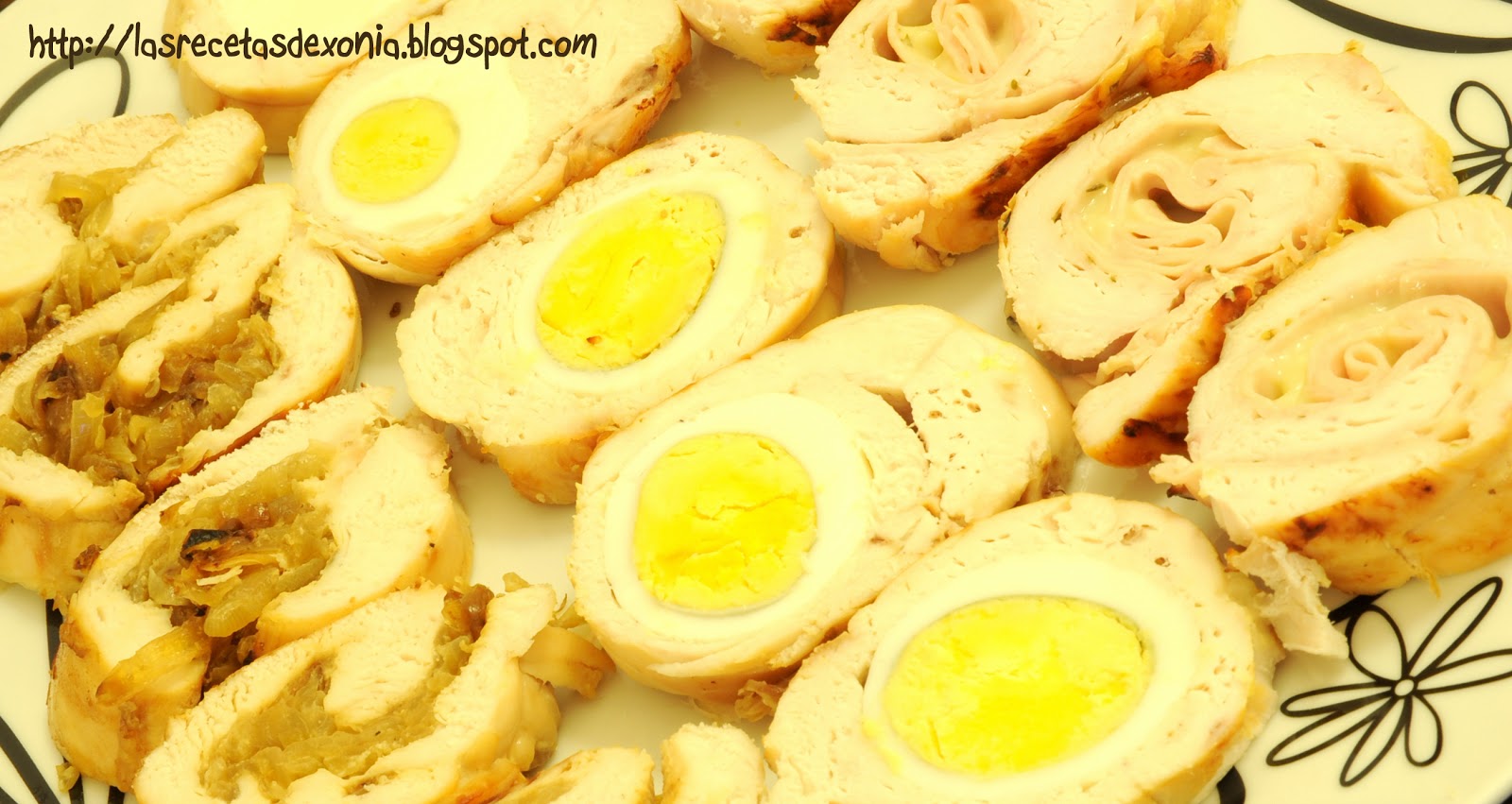 ROLLITOS DE POLLO de Cebolla, Huevo y Pavo con Queso