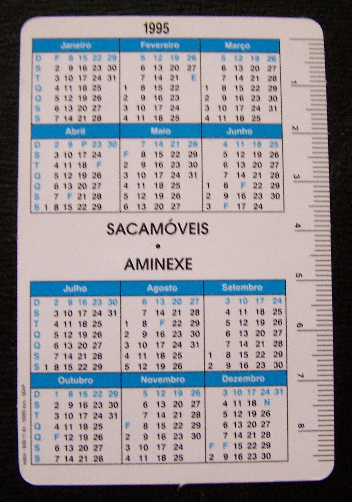 Colecionismos: Calendário 1995