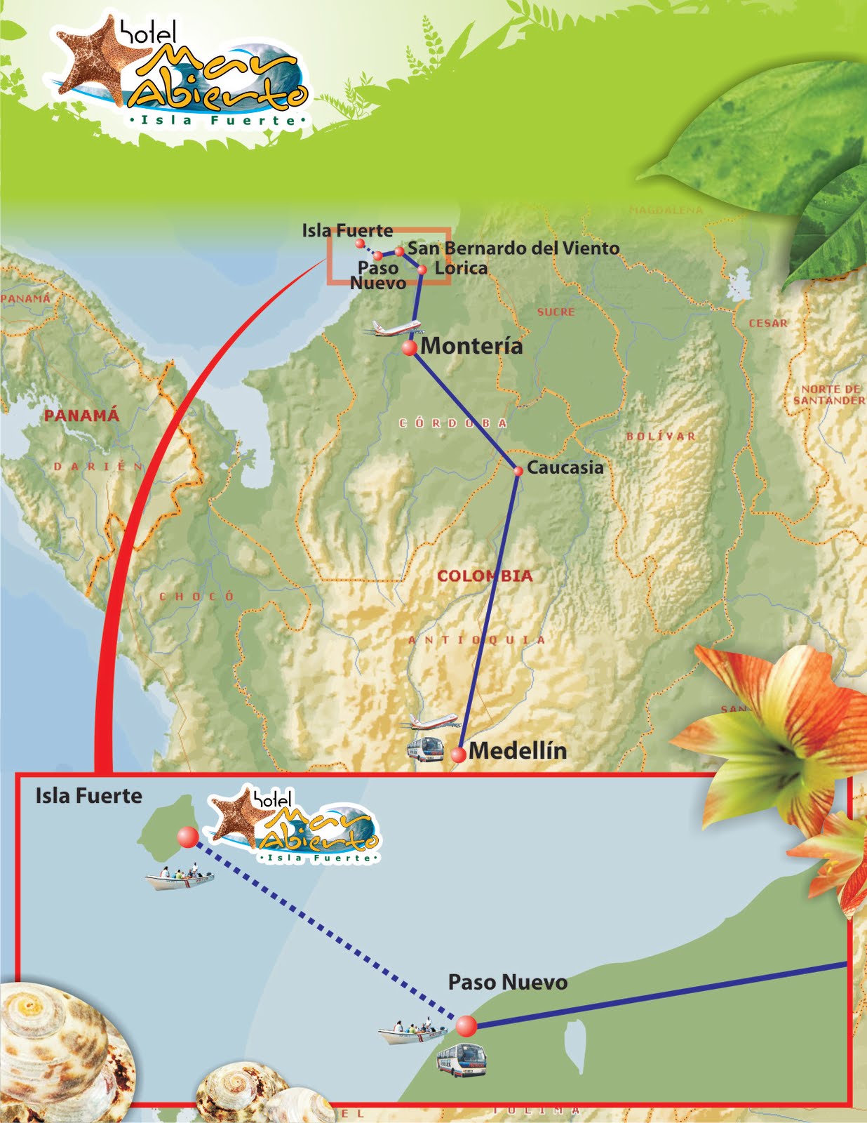 HOTEL MAR ABIERTO - ISLA FUERTE - COLOMBIA: UBICACIÓN