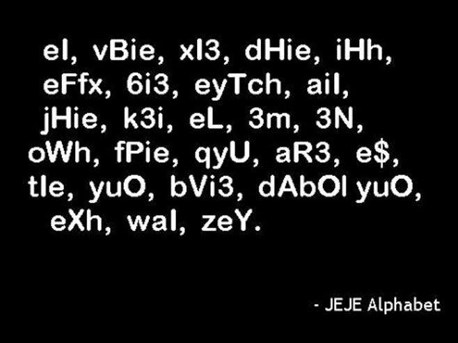 JejeDEX, Jejemon, Jejeje: Jejemon Item: The Jeje Alphabet, Keyboard