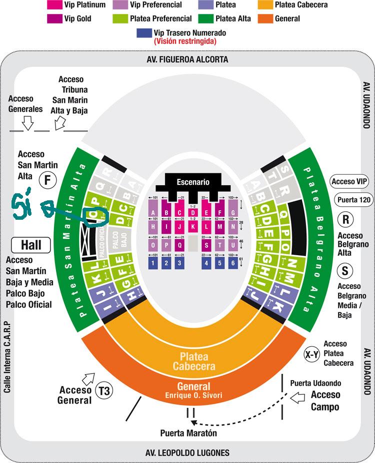 got nothing to lose.: Platea San Martín Media|Sector O|Fila 7|Asientos ...