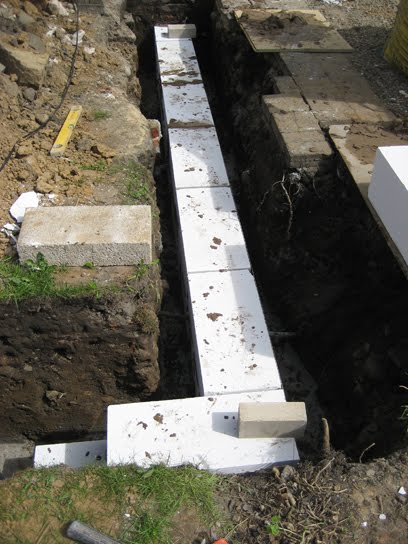 Despards Extension Blog: Concrete in, ready to lay trench blocks