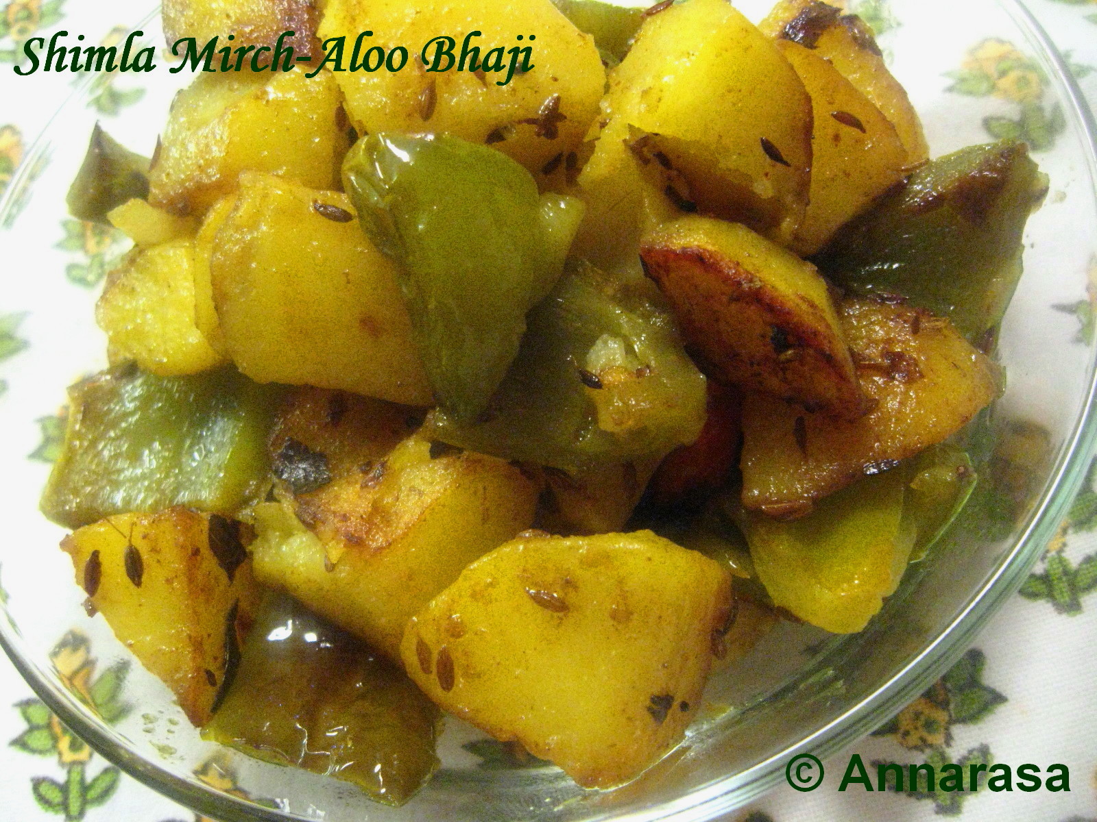 Annarasa ~ Essence of Food: Shimla Mirch-Aloo Bhaji (Green Bell Pepper ...