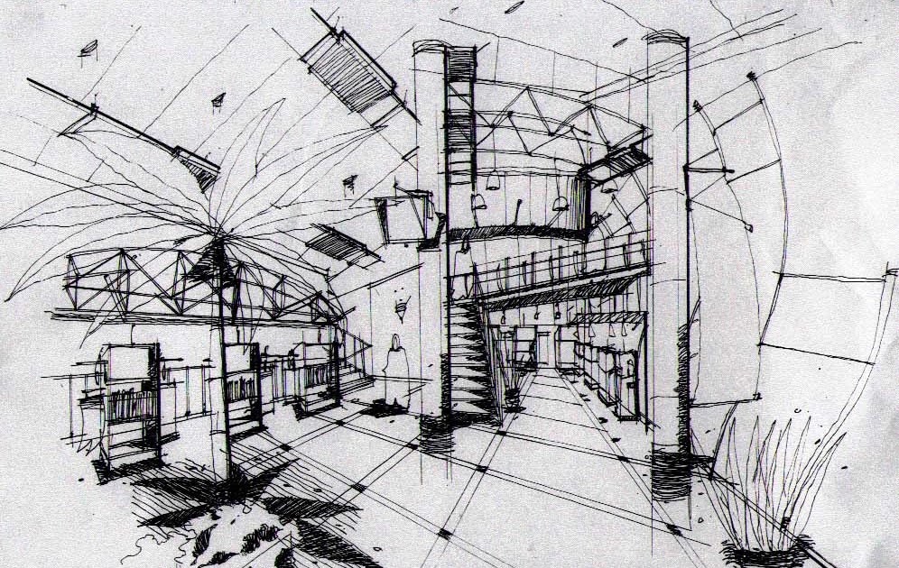 interior design & furniture: Free hand sketch