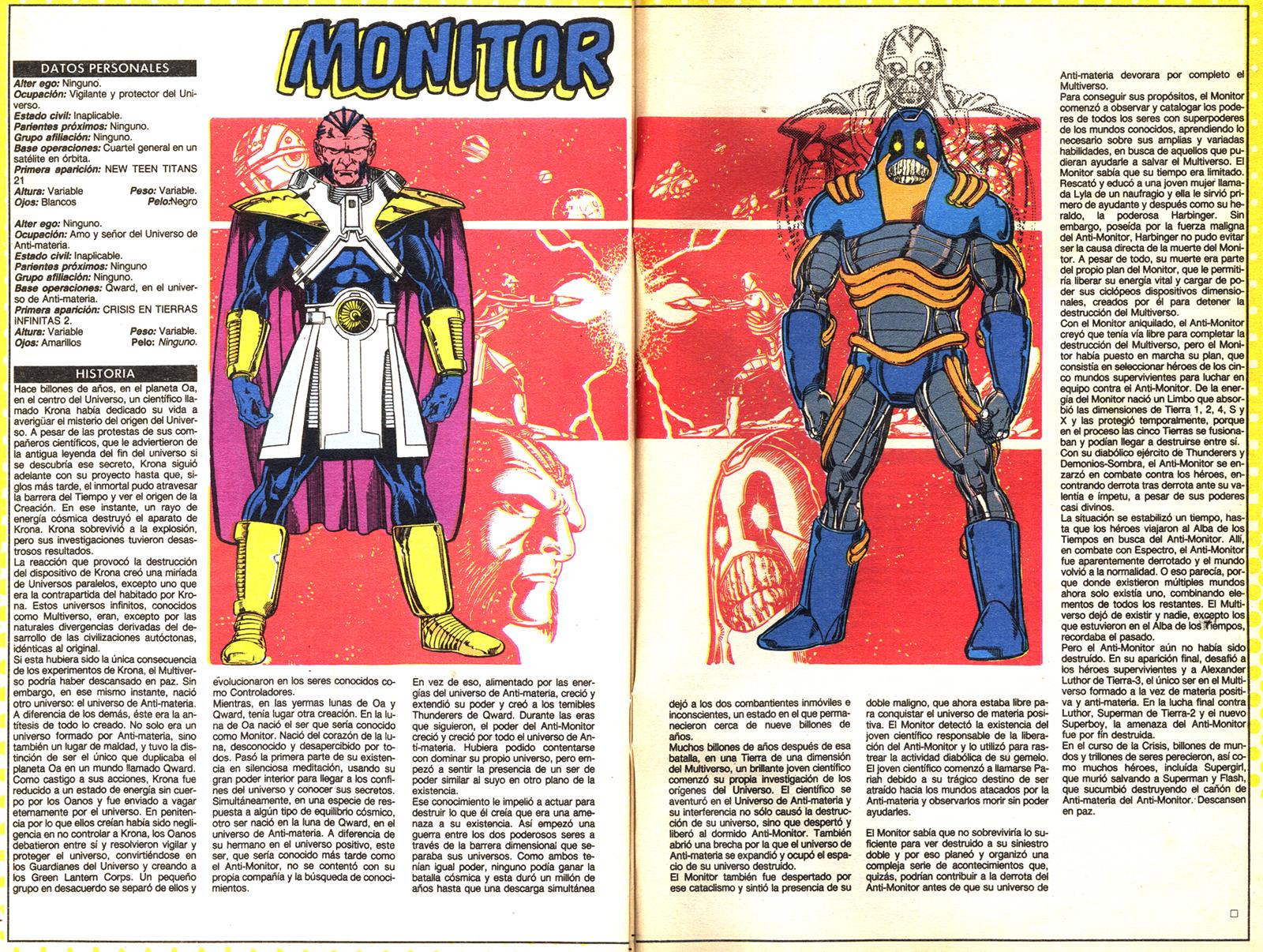 Fichas de Superheroes Marvel y DC: Monitor (Antimonitor)