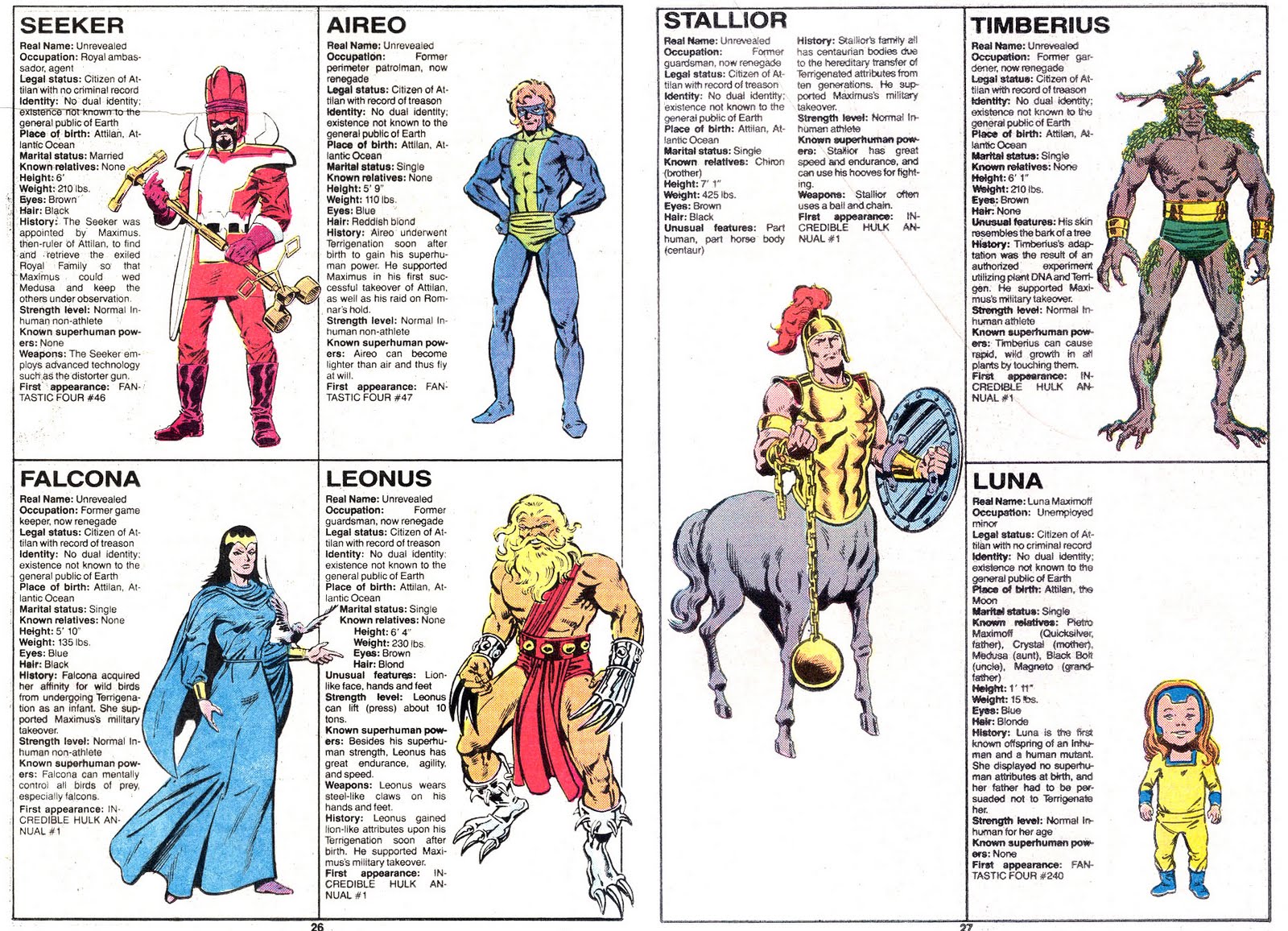 Fichas de Superheroes Marvel y DC: Otros Inhumanos