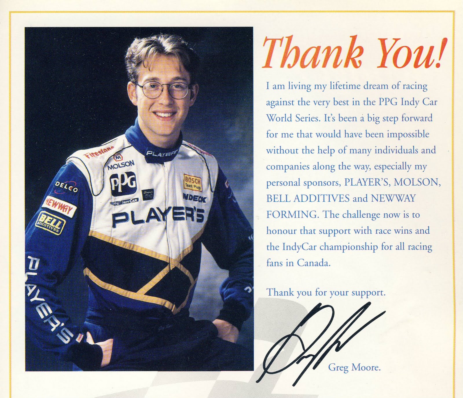 OPEN WHEEL RACING: GREG MOORE