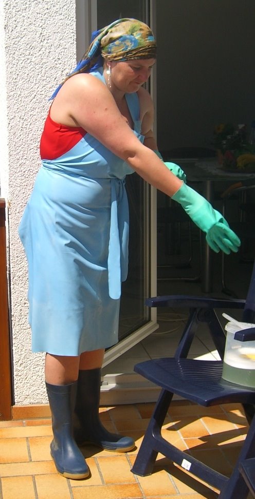 scullerymaids: scullery maid in white rubber apron