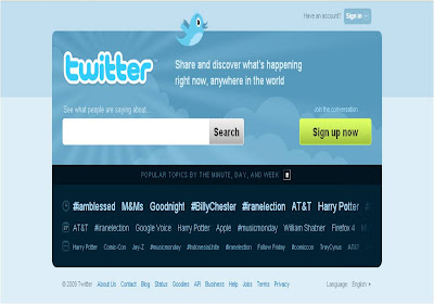 New Twitter homepage - highlighting Search and Trends