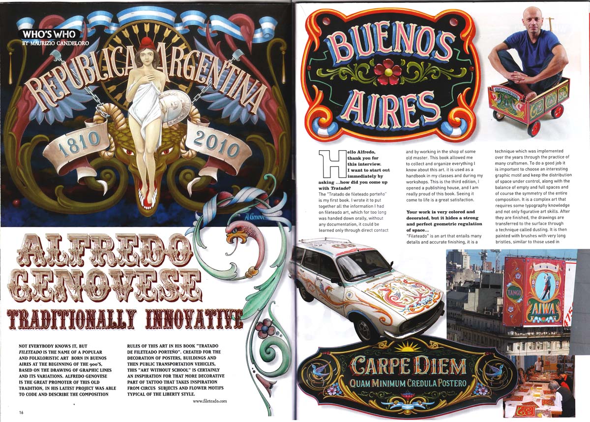 taller de fileteado porteño: Nota en Tattoo life