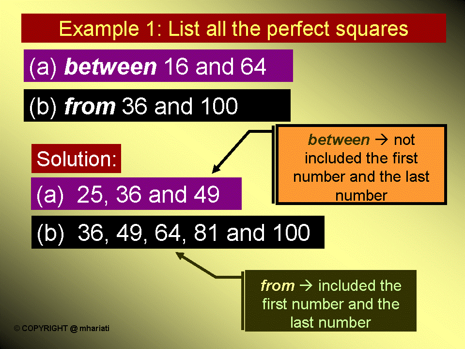 TIP BELAJAR MATEMATIK (TIPS FOR LEARNING MATHEMATICS): PERFECT SQUARES