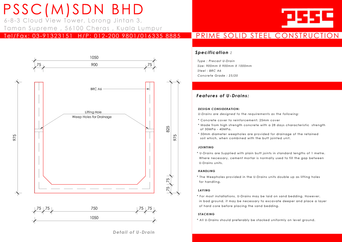 PSSC (M) SDN BHD: Precast U-drain