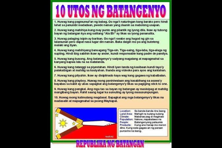 ala eh! republik: 10 UTOS NG BATANGUENO