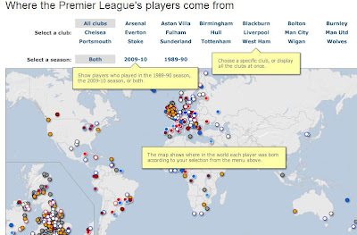 BBC interactive map of Premiership footballers