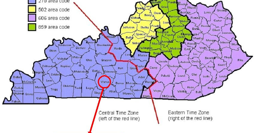 Detailed Kentucky Time Zone Map
