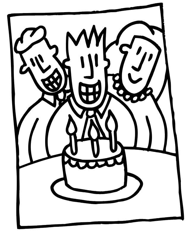 Birthday party with friends coloring pages | Cartoon Kids Coloring Pages