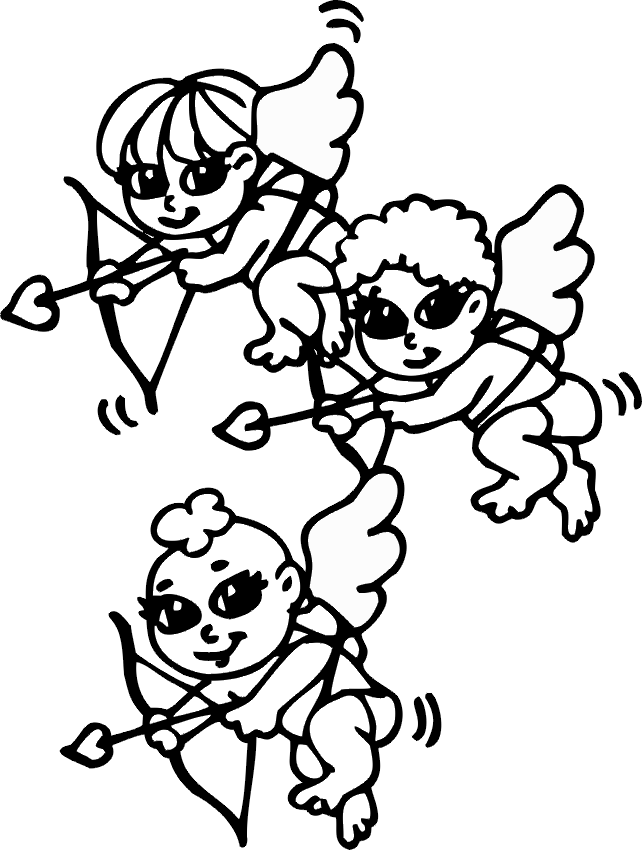 3 cupid valentines coloring pages >> Disney Coloring Pages