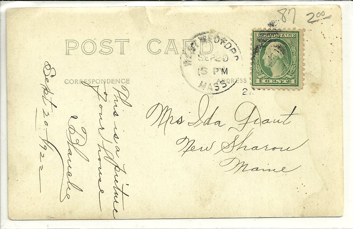 Heirlooms Reunited: 1922 PC from Blanche in Massachusetts to Mrs. Ida ...